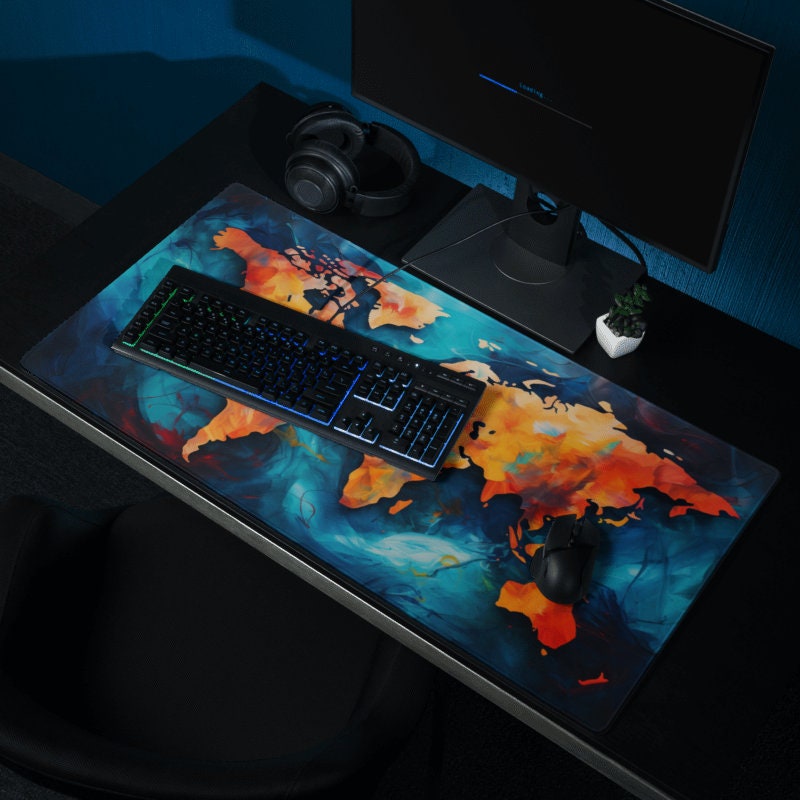 Copper World Map Gaming Mouse Keyboard Pad Mat Space Twist Abstract ...