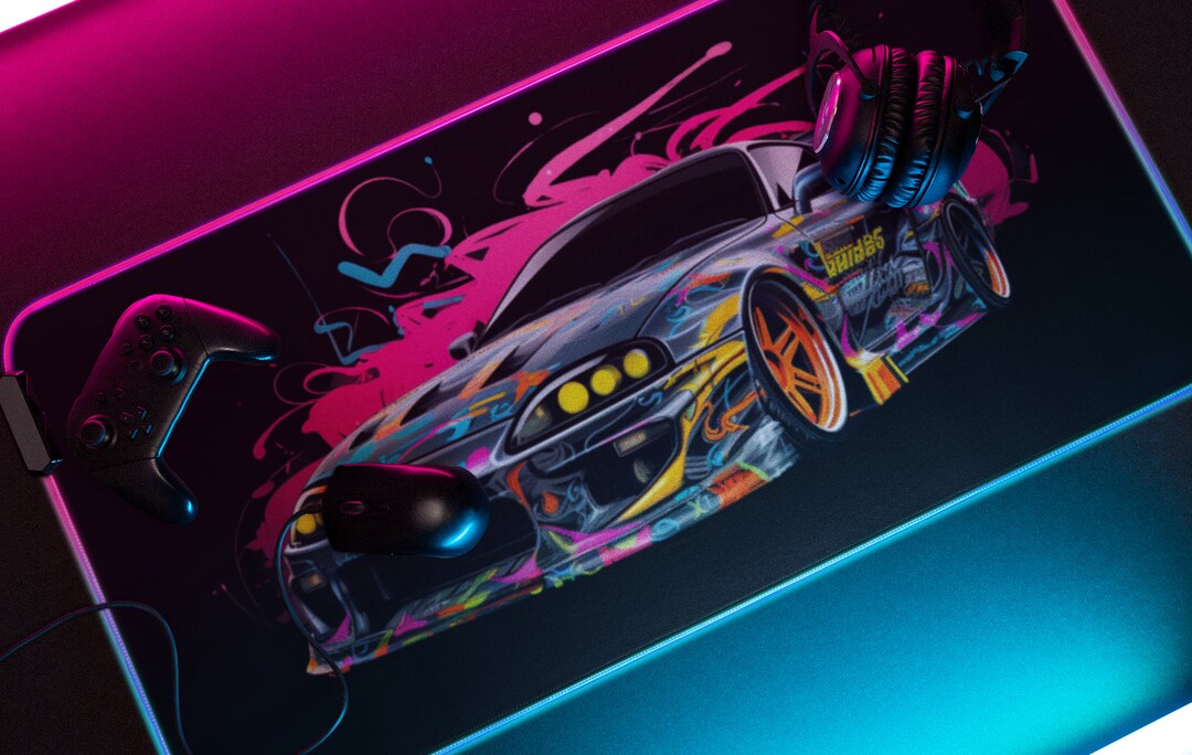 LED Gaming Mouse Pad Toyota Supra MK4 Mat Bright and Colorful - Etsy