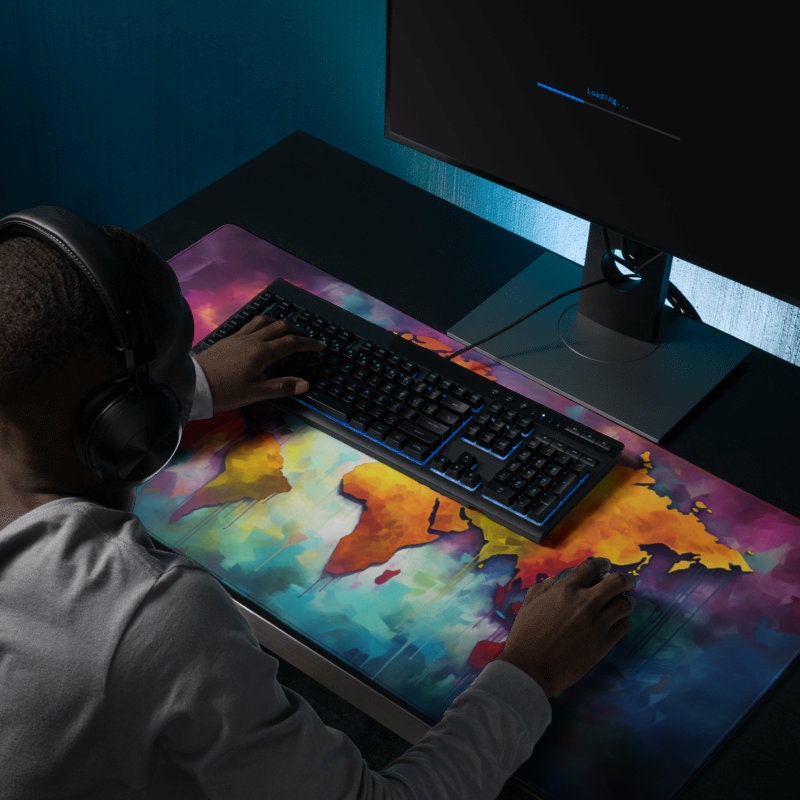 Abstract World Map Gaming Mouse Keyboard Pad Mat Space Twist Abstract ...