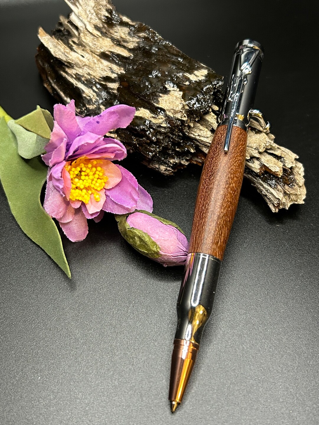 Handcrafted Chrome Rifle Bolt Click Pen Made With Granadillo Wood ...