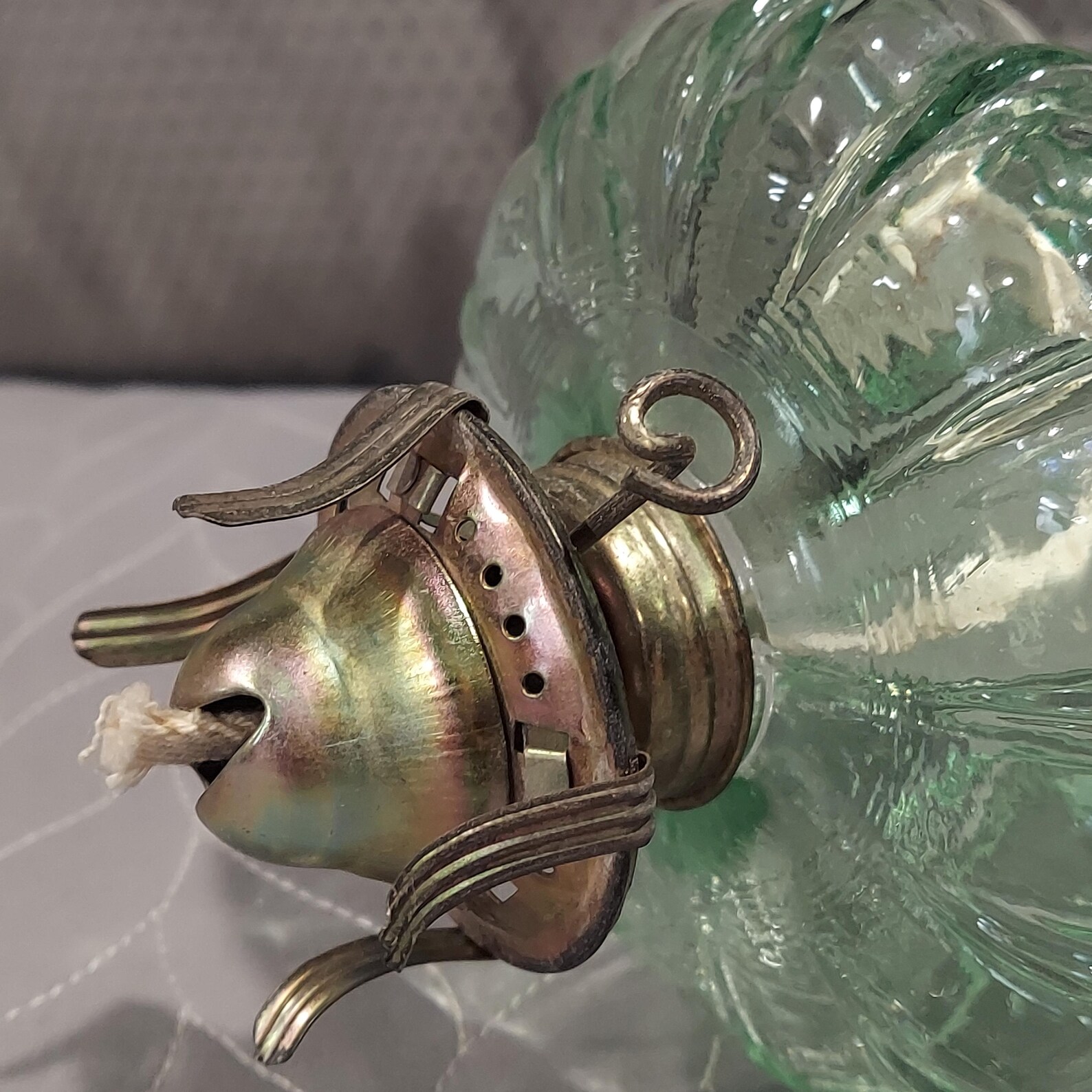 Green Depression Glass Oil Lamp 10.75 Tall Wick Turner Wick NO GLOBE - Etsy