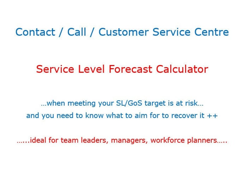 Contact Centre "service Level Calculator" - Excel Program - Etsy