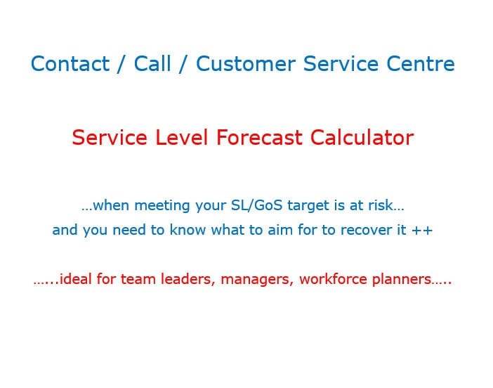 Contact Centre "service Level Calculator" - Excel Program - Etsy