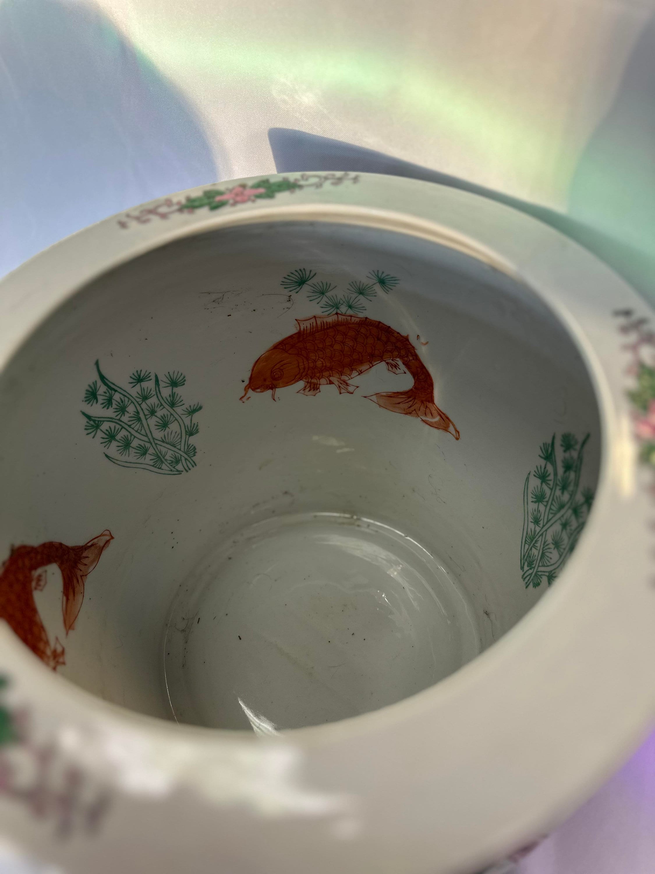 Vintage Chinese Koi Fish Bowl Planter Jardiniere Grandmillenial ...