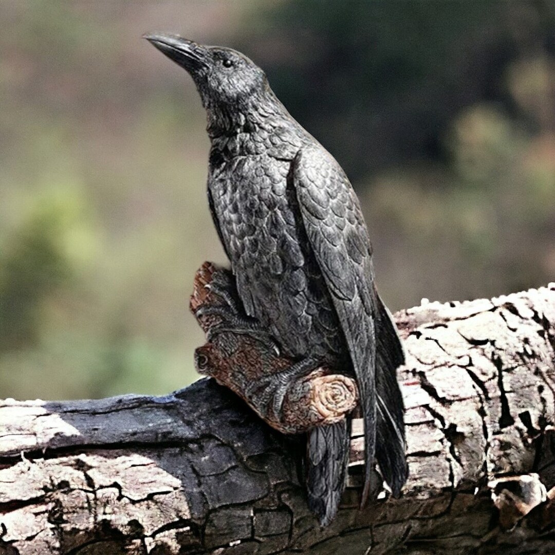 Raven Resin Statue Bird Crow Sculpture Outdoor Black Resin Craft Wall ...