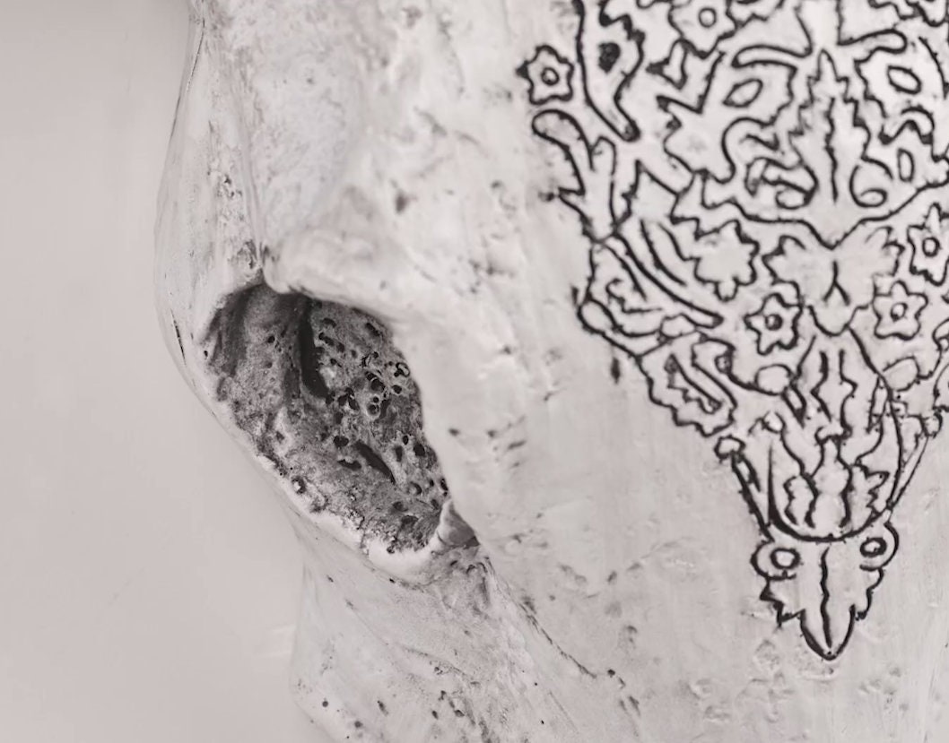 Bison Bull Skull Wall Decor Gothic Cow Head Long Horn Plaque Art Crafts ...