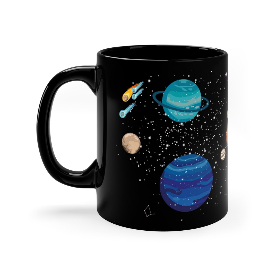 Space Odyssey Mug 11oz Black Mug. Galaxy Mug, Space Mug, Solar System ...