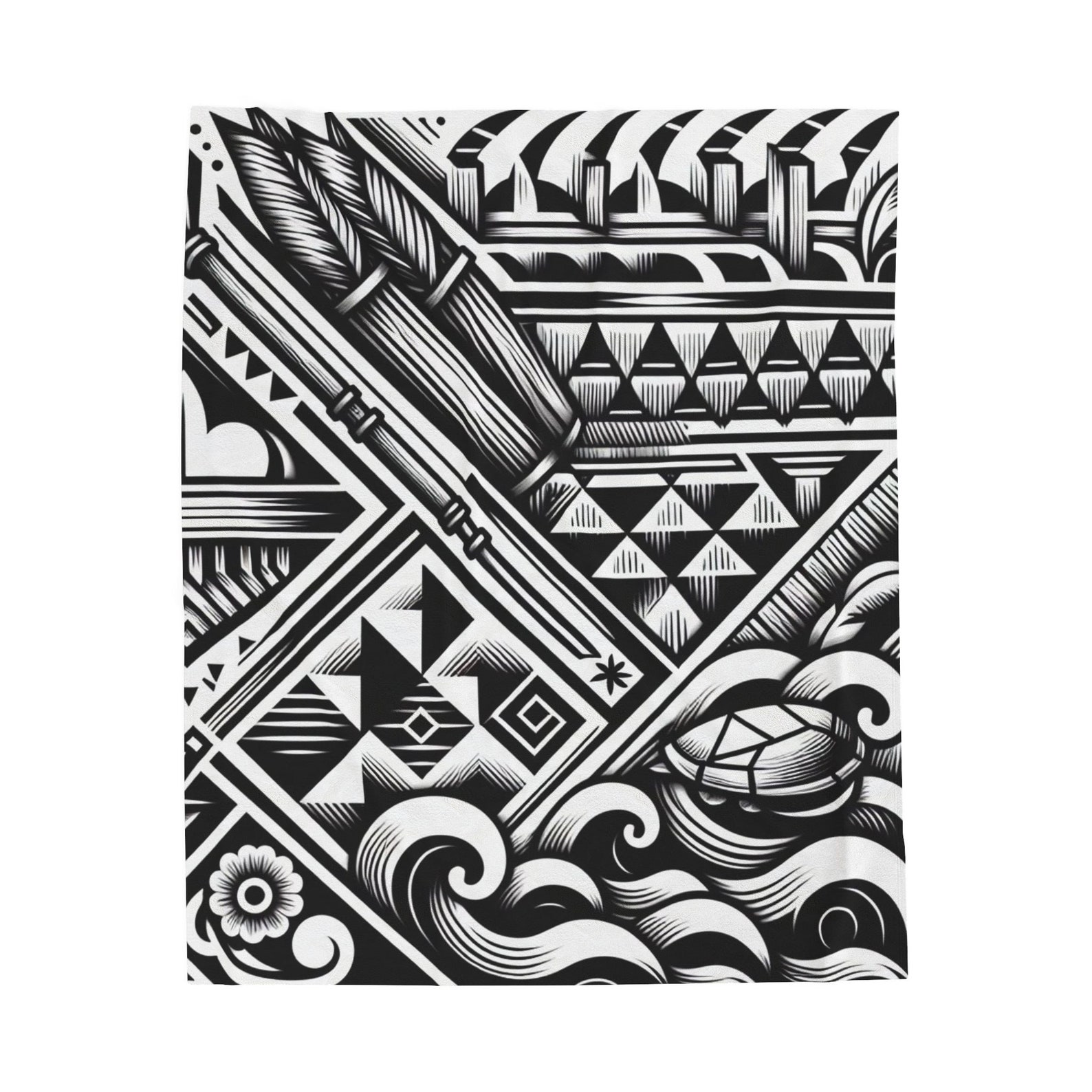 Hawaiian Filipino Polynesian Tribal Tattoo Style Velveteen Plush ...