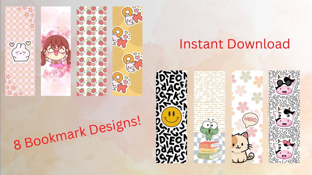 Bookmark Bundle Printable Bookmarks 8 Unique Bookmark Designs Gift for ...