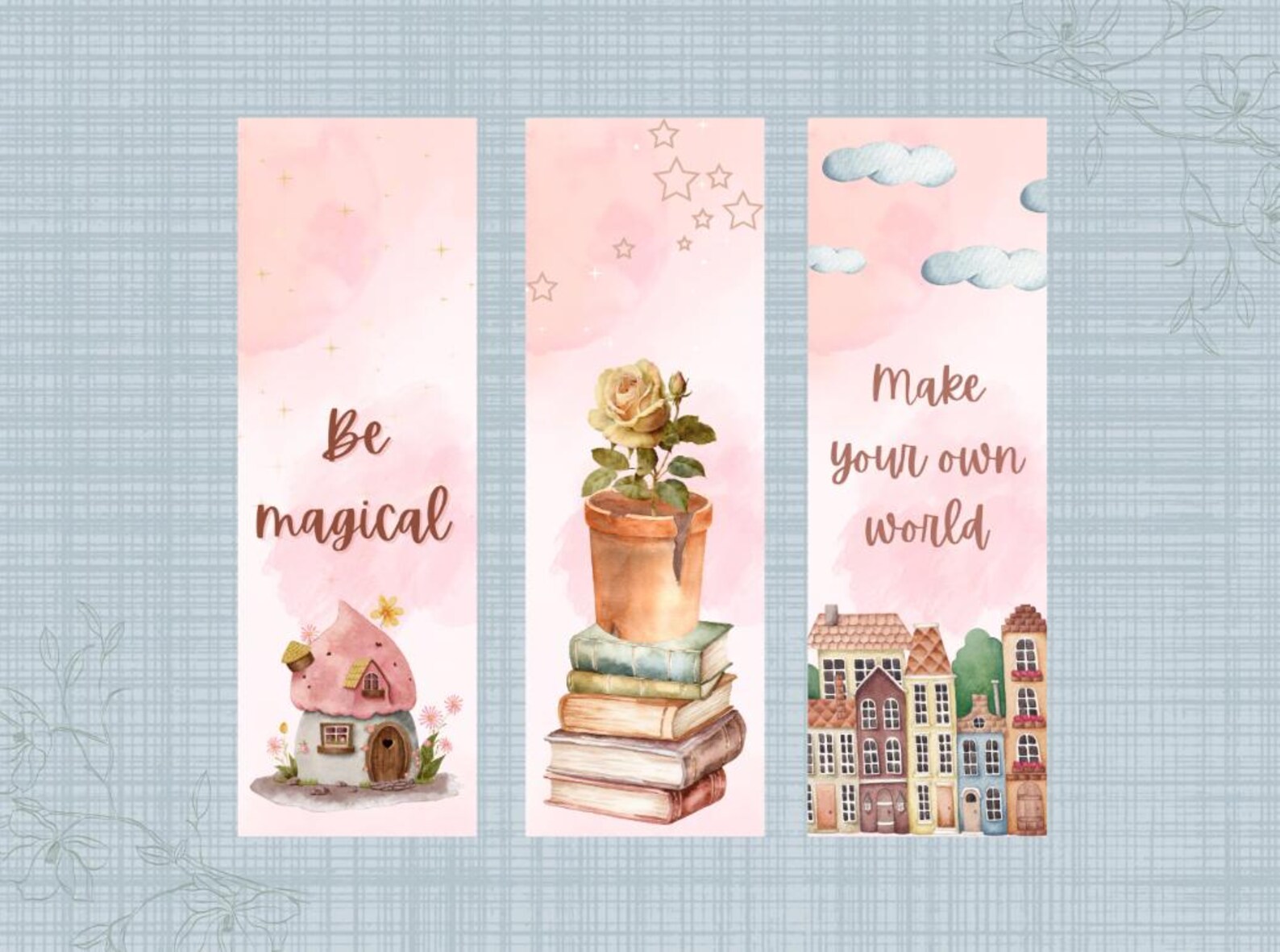 Magical Floral Bookmarks: Fantasy Book Lover Gift (printable PDF) - Etsy