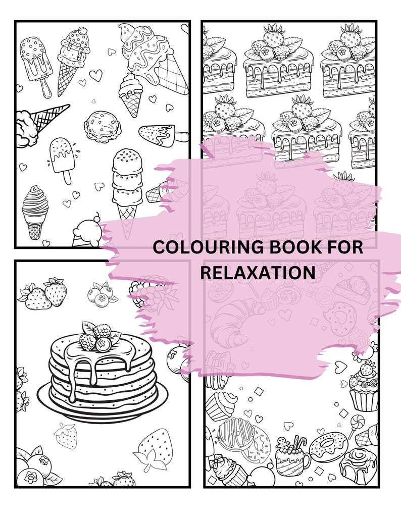 Dessert Themed Coloring Book| Digital Coloring Book| Coloring Book for ...