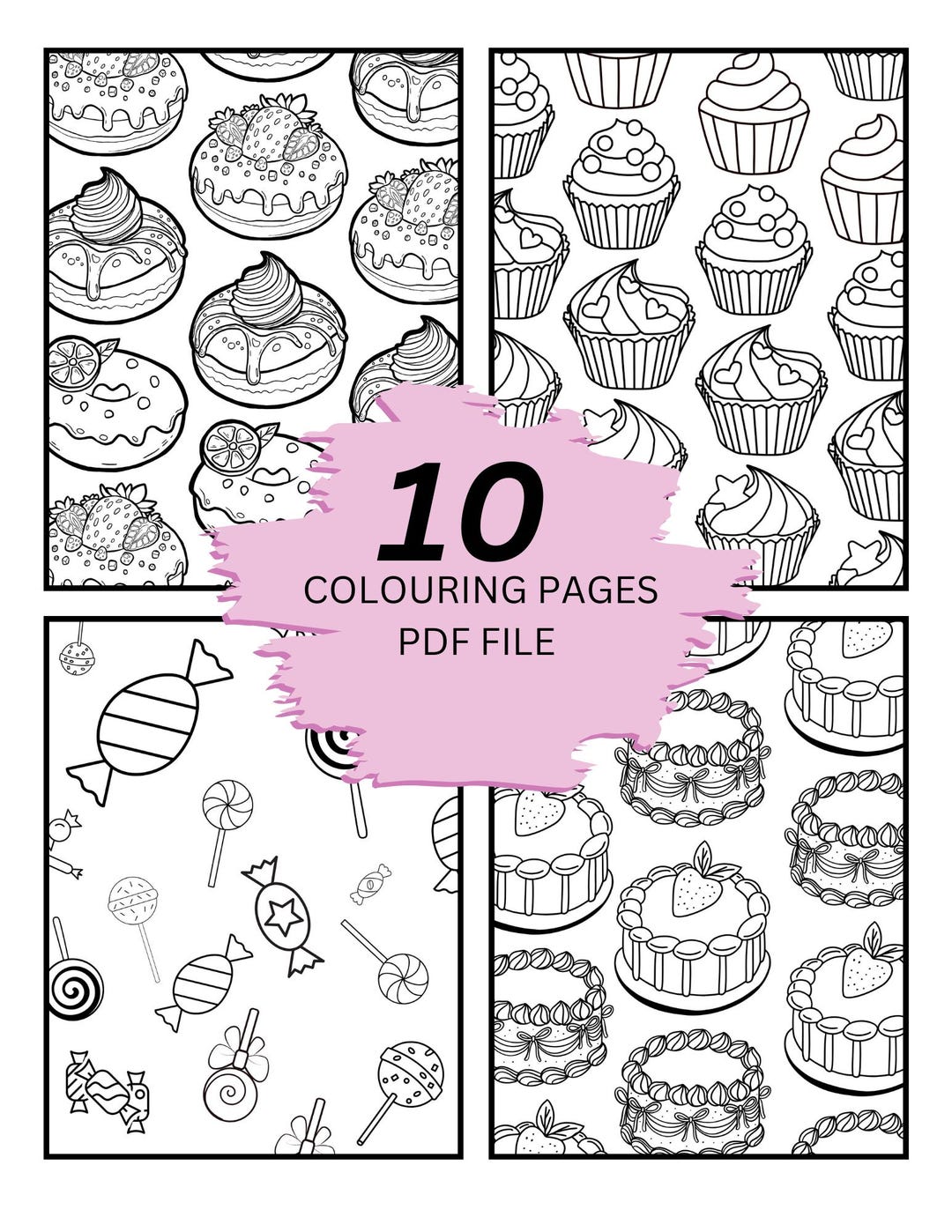 Dessert Themed Coloring Book| Digital Coloring Book| Coloring Book for ...