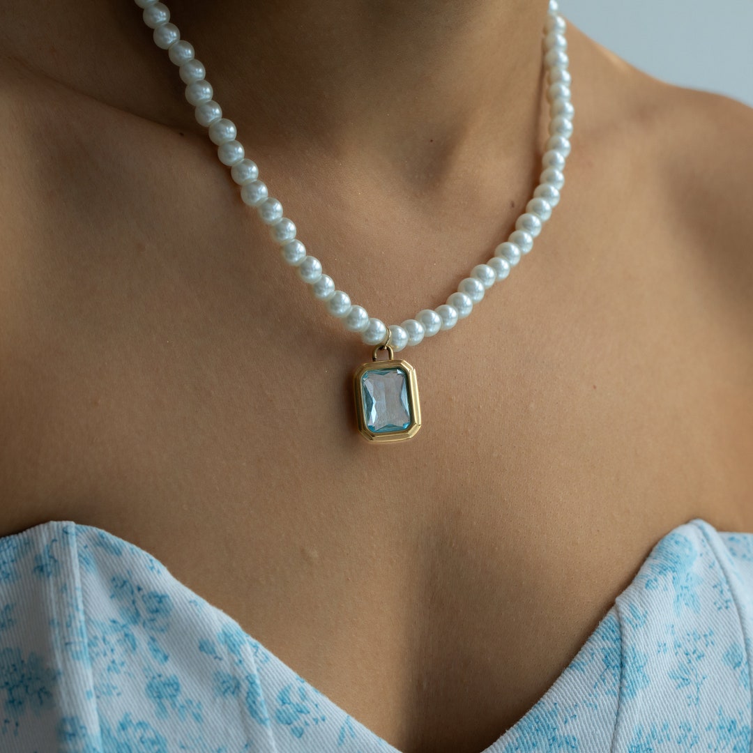 Pearl Birthstone Necklace, Gold Pearl Necklace for Mom,handmade Gift ...