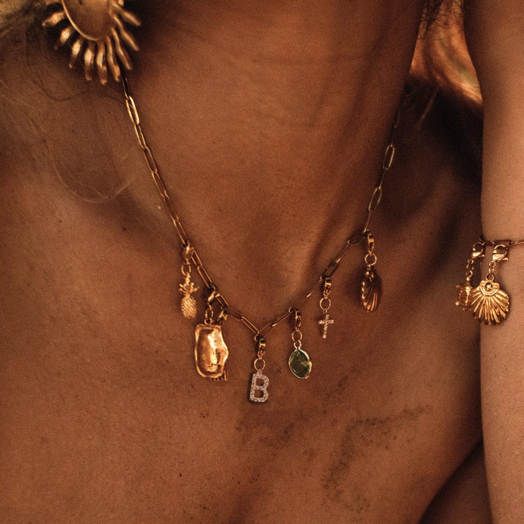 Personalized Gold Charm Necklace Summer Necklace for Her Custom Initial ...