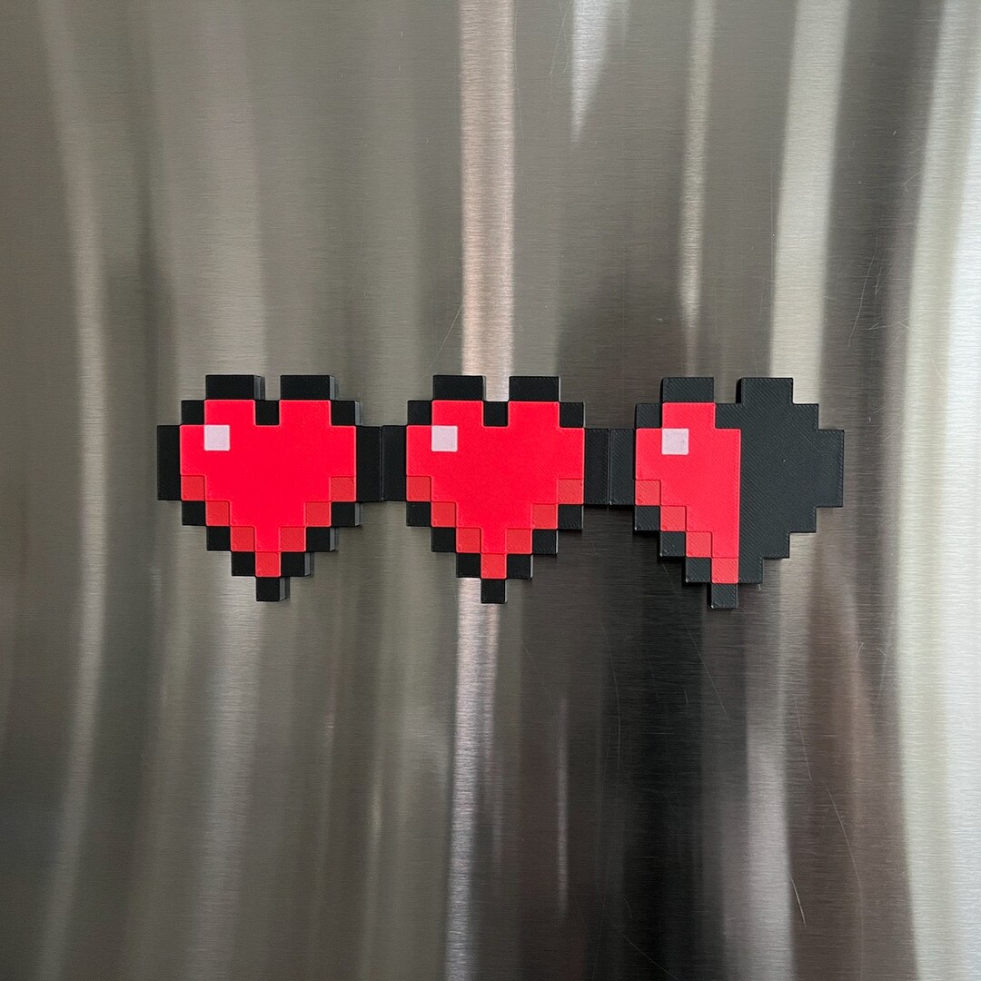 The Set of 3 Minecraft Hearts Fridge Magnets | Pixel Heart | Minecraft ...