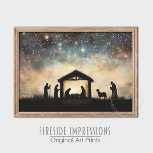 Christmas Nativity Scene Art Print: Vintage Holiday Decor (digital ...