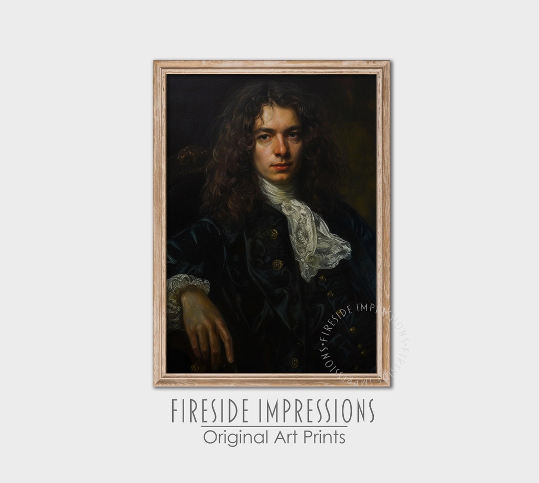 Vintage Portrait Print: 1700s Schöner Mann Ölgemälde (Digitaler ...