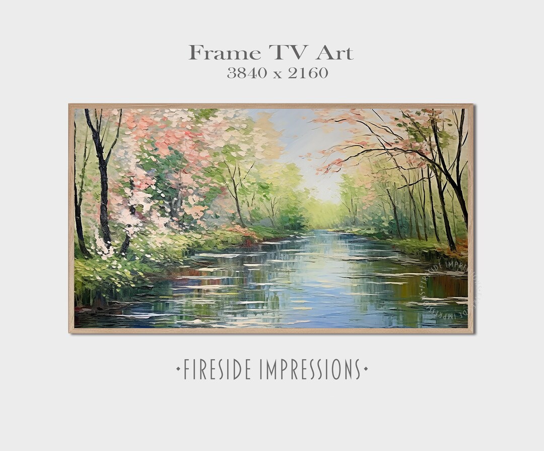Spring River Painting Digital Frame TV Art Fresh Seasonal Tranquil ...
