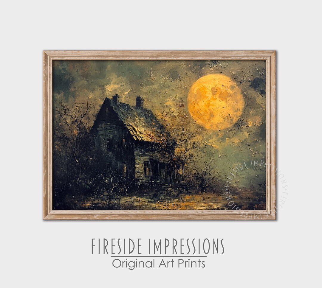 Spooky Halloween House Painting | Haunted House Art | Eerie Night Scene ...