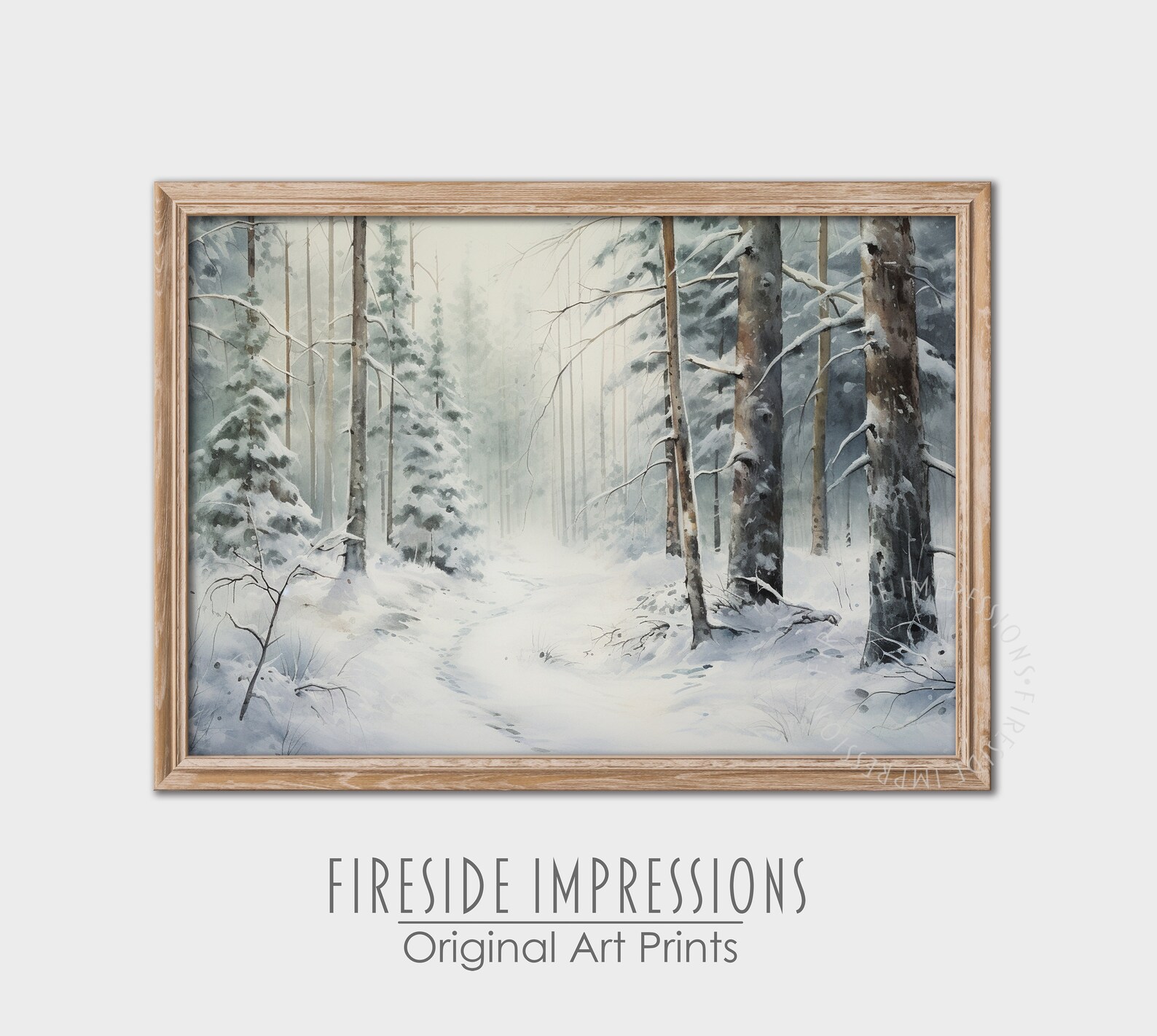 Winter Forest Watercolor Painting | Snowy Landscape Printable (digital ...