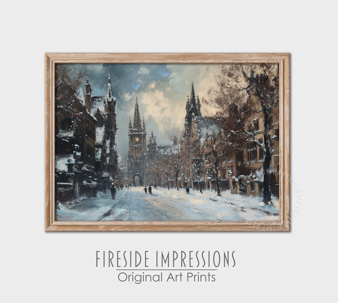 Winter Cityscape Art Print: Snowy European Impression (digital Download ...