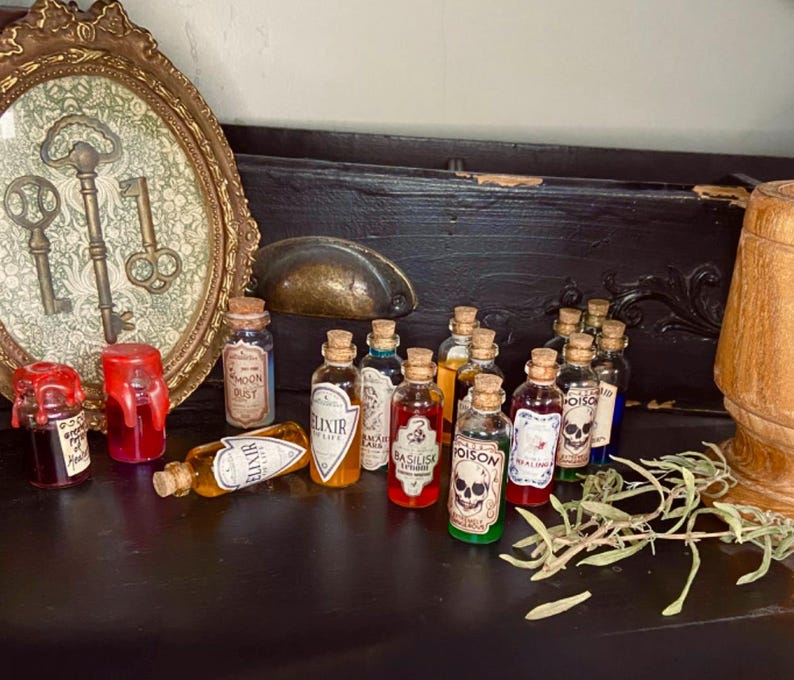 Mini Potion Bottles: Cold Colors - Etsy UK