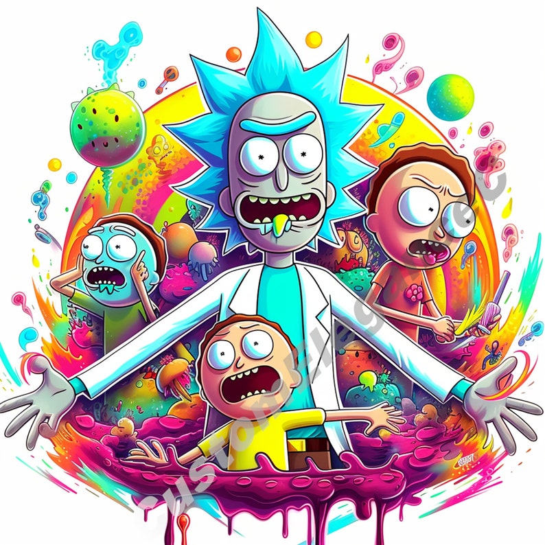 Rick and Morty Sticker Png Designcartoon Digital Artpng-rick and Morty ...