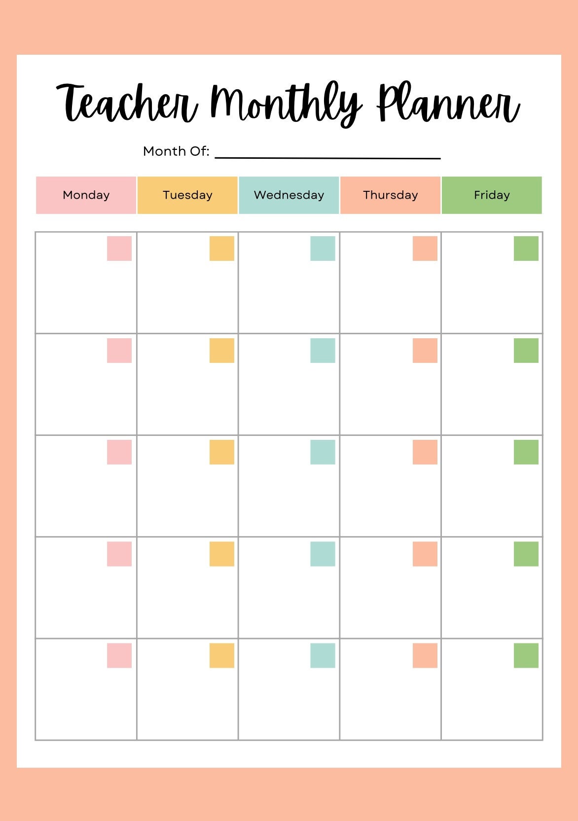 Monthly Teacher Planner - Etsy