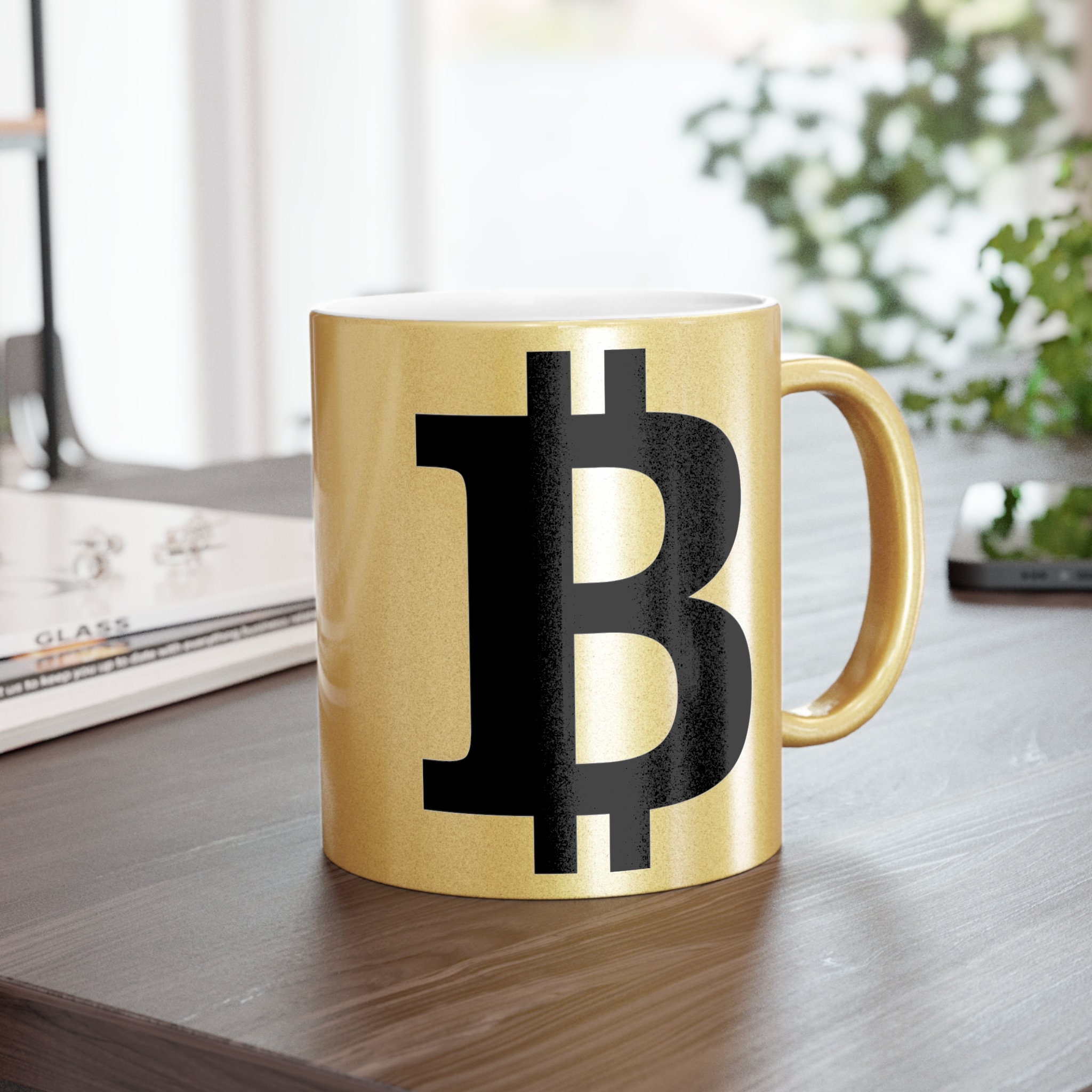 Bitcoin Metallic Gold Mug Crypto Coin Coffee Cup Investor Cup ...