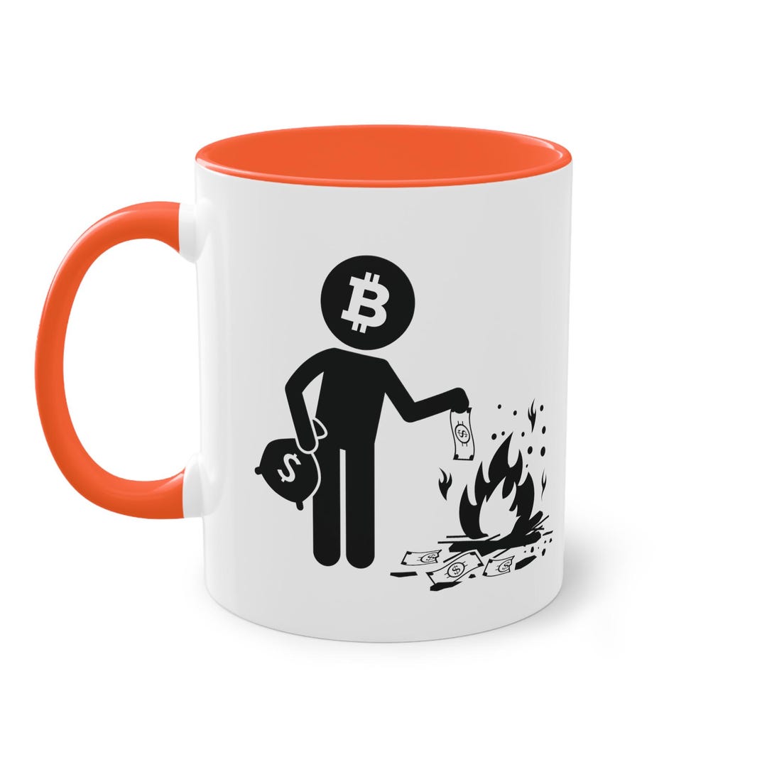 Bitcoin Coffee Cup | Bitcoin Bonfire Two-tone Funny Coffee Mug |11oz ...