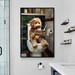 Cockapoo Reading on a Toilet Art Canvas, Dog Sitting on Toilet Wall Art ...