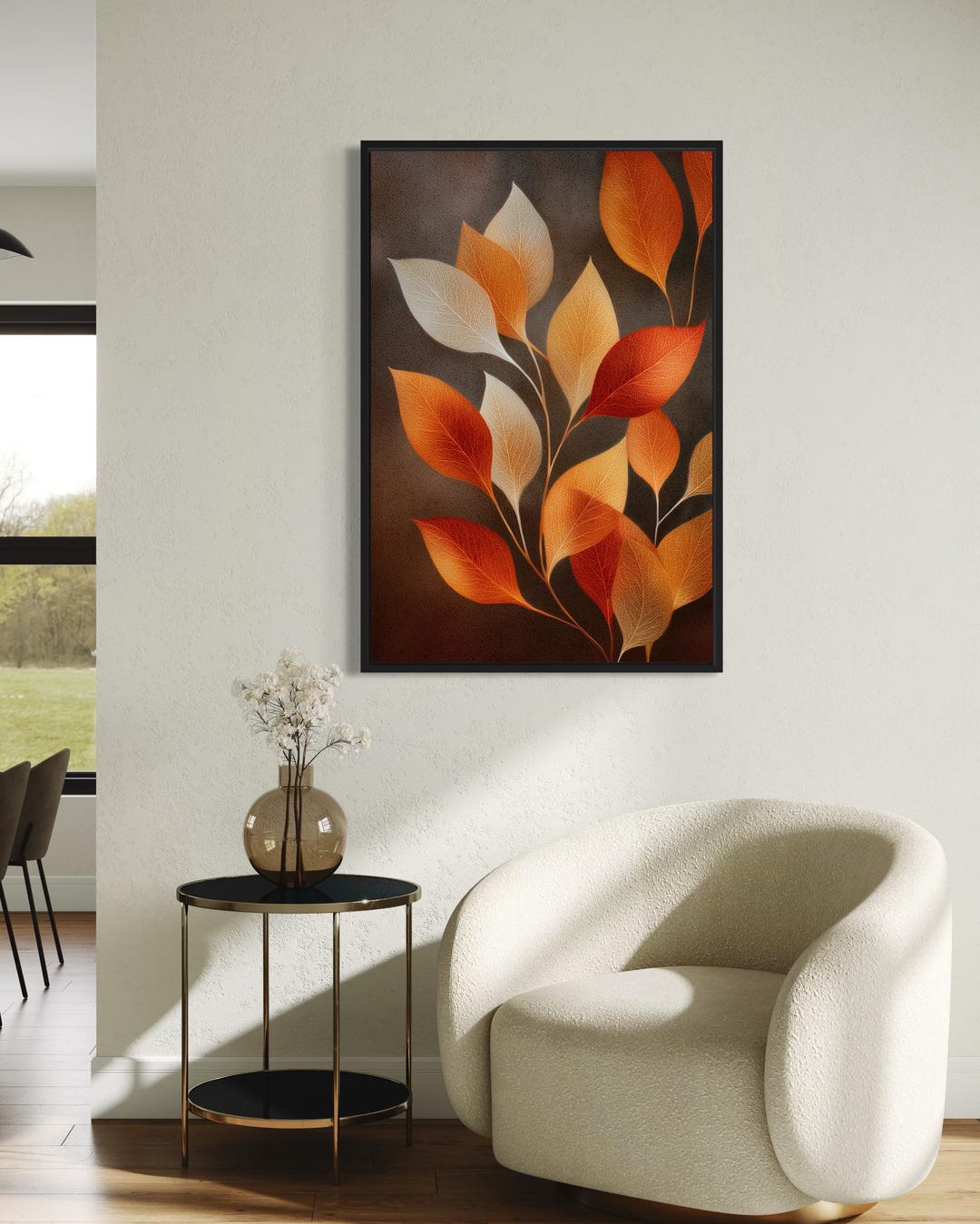 Autumn Leaves Wall Art Canvas Print Minimalist Fall Season Decor Fall ...