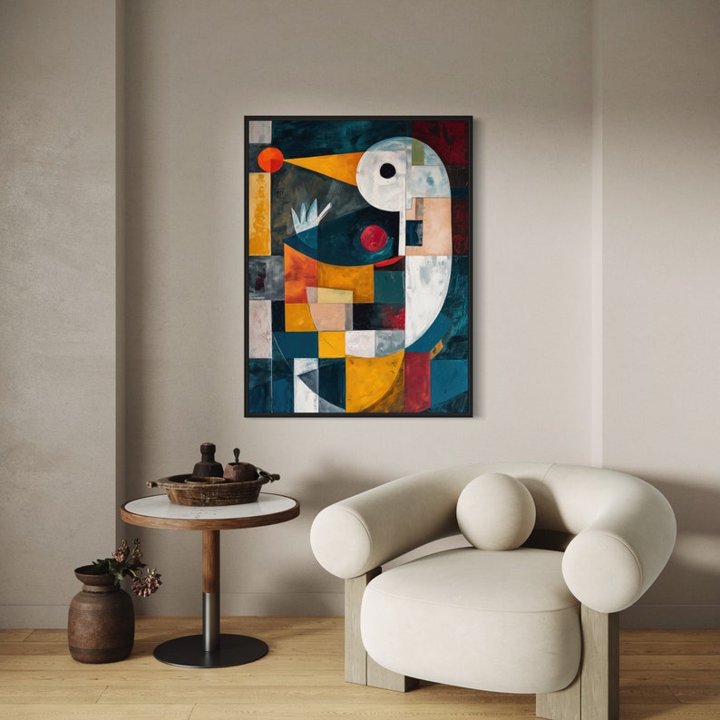 An Abstract Oil Painting in Geometric Nordic Style Large Wall Art ...