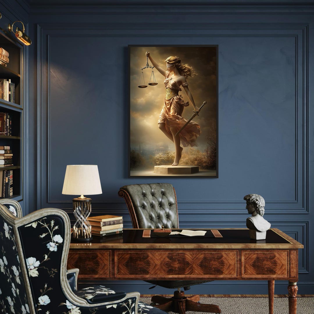 Lady Justice Statue Canvas Themis Greek Goddess of Law and Fairness ...