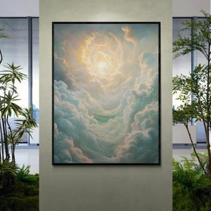 Heavenly Cloud Portal Dreamy Sunlit Sky With Fluffy Clouds Celestial ...