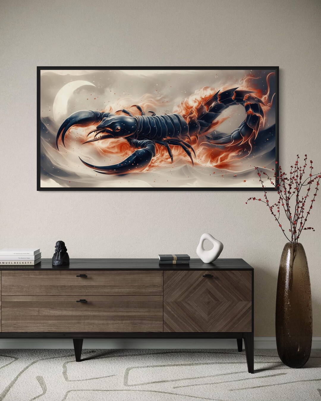 Scorpio Zodiac Sign Wall Art Canvas Print Elemental Fire Black Scorpion ...