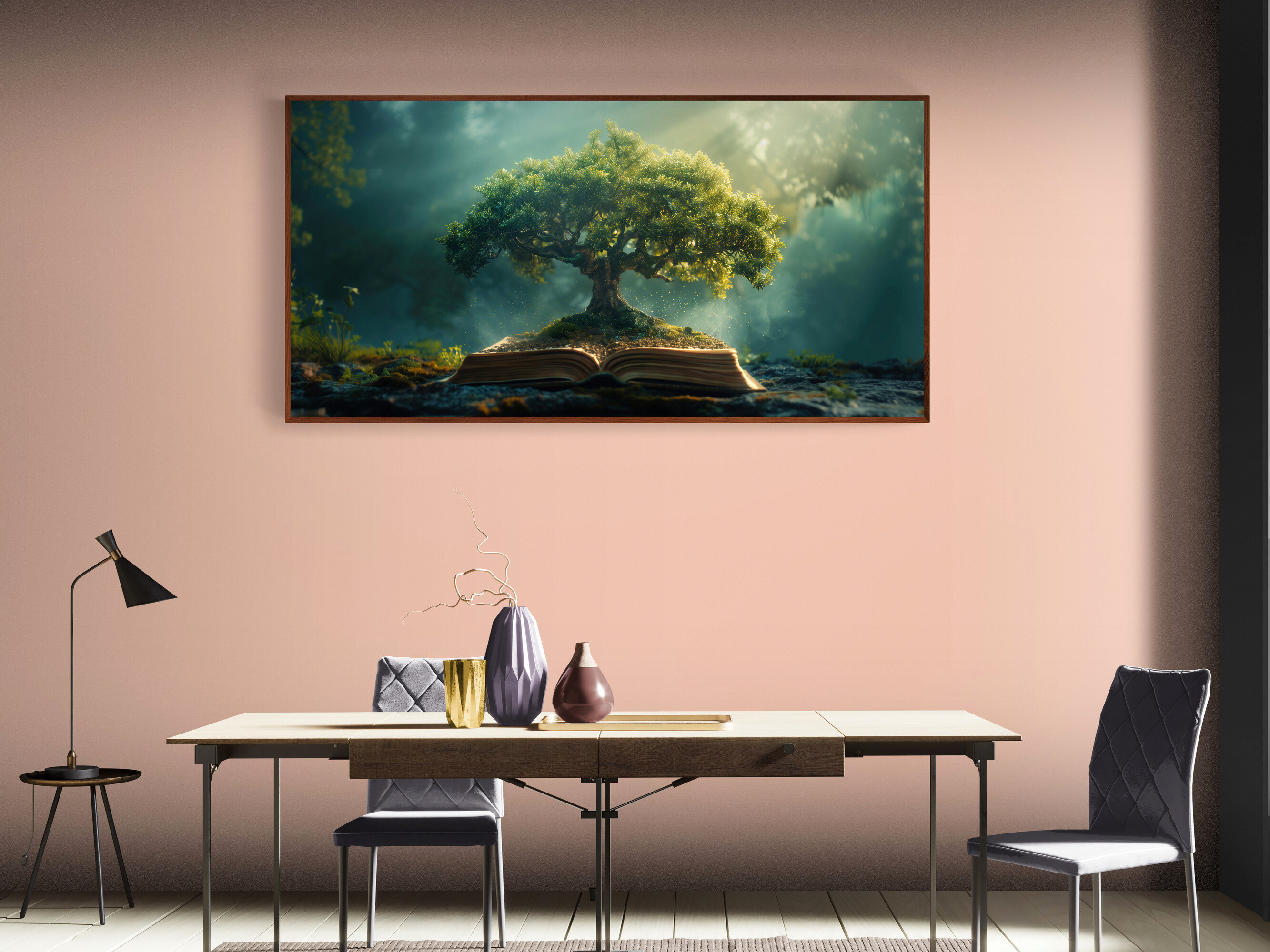 Majestic Tree of Knowledge Wall Art Canvas Library Decor A Book Tree ...