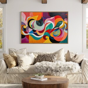 A Dance of Colors Abstract Wall Art Canvas Inspired by Frank Stella, A ...