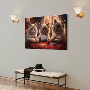 Adorable Trio Ragdoll Kitty Cat Kittens Playing Poker Feline Party Fun ...