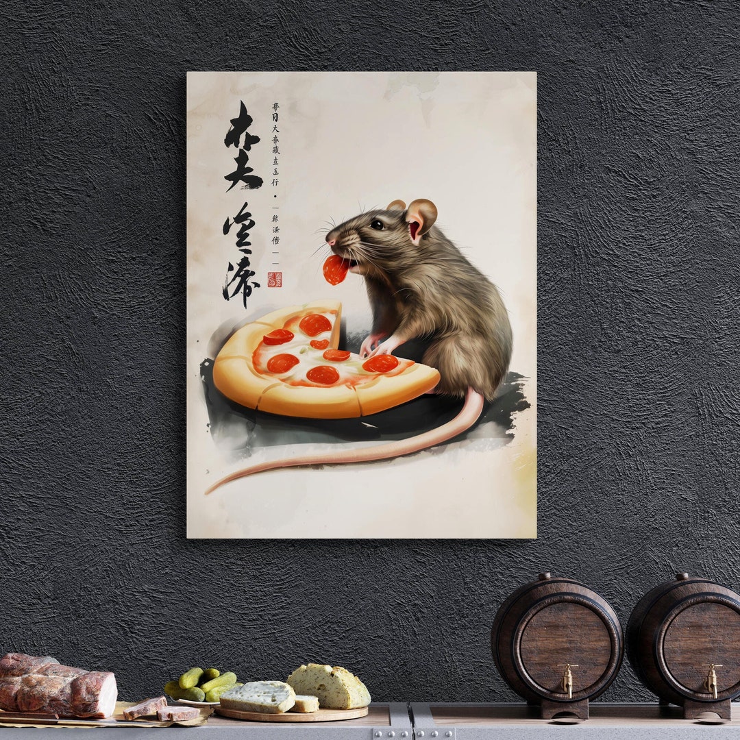Rat Eating Pepperoni Pizza New York City Meme Wildlife Humor Wall Art ...