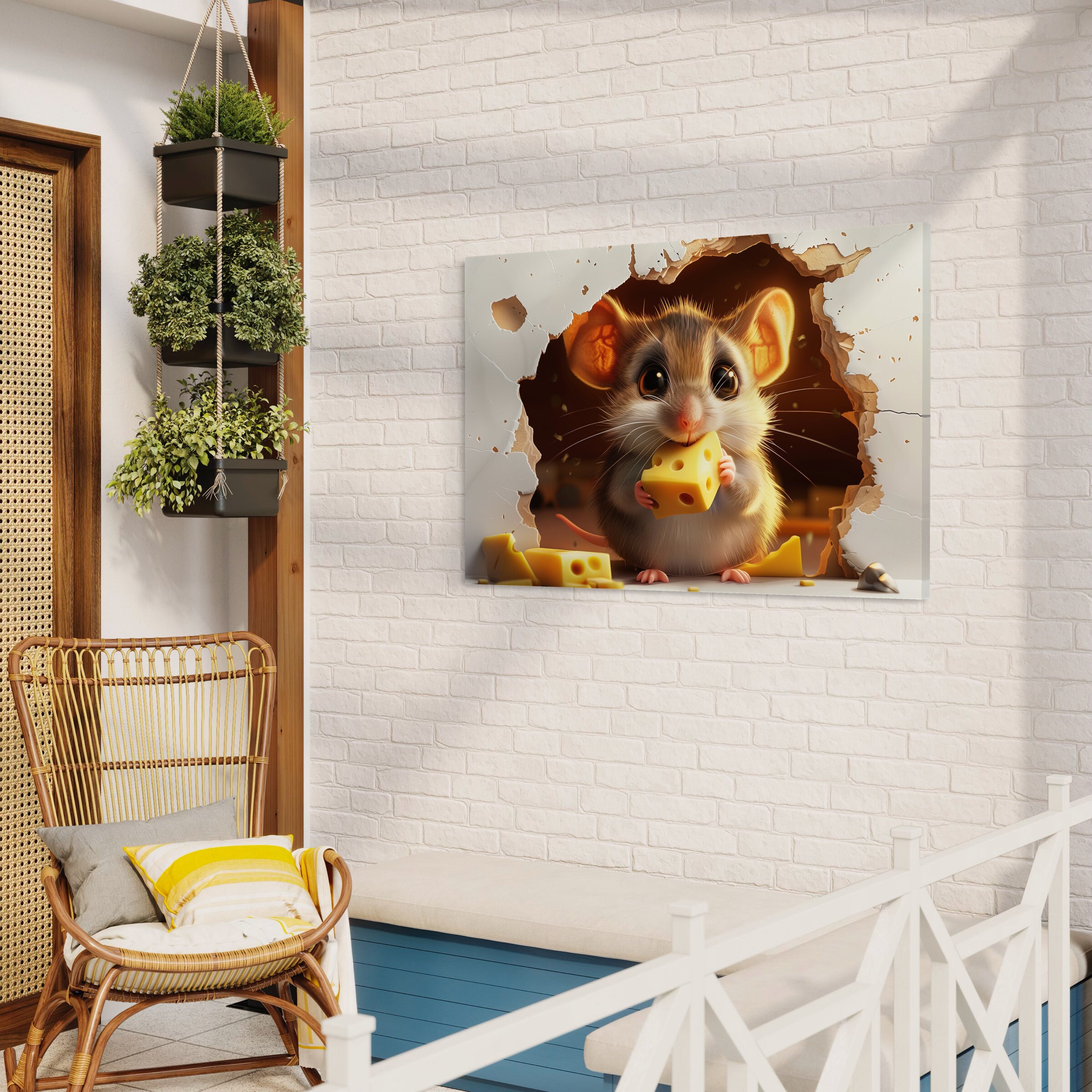 Adorable Mouse Peeking Through the Hole Eating A Slice of Cheese Large ...