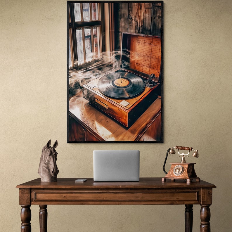 Classic Vintage Wooden Retro Vinyl Record Player Modern Art Antique ...