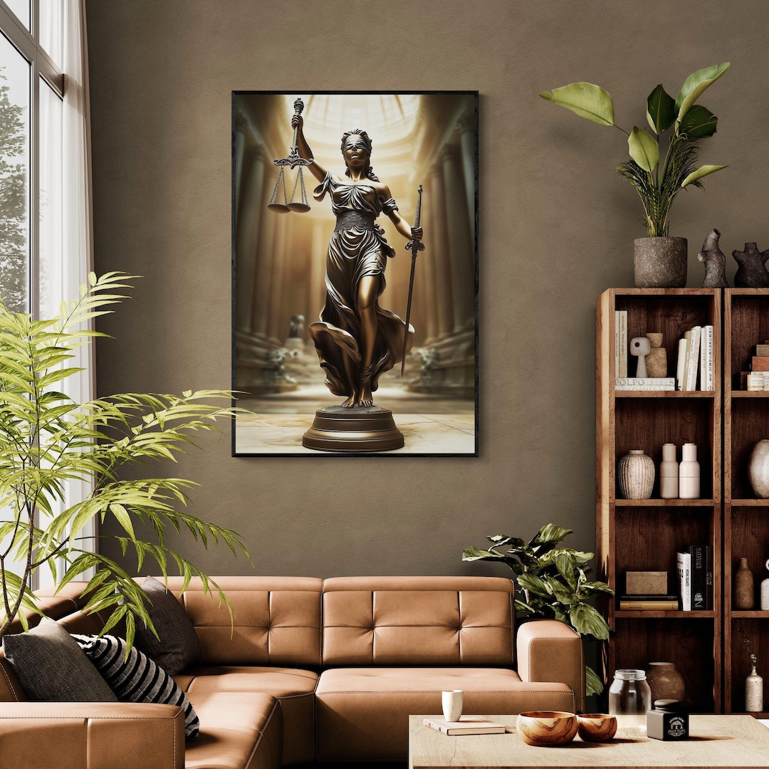 Vintage Lady Justice Statue in the Courthouse With Holy Light Canvas ...