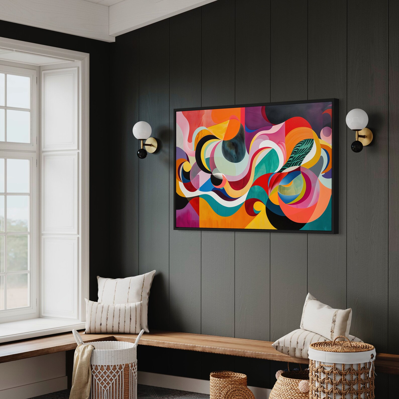 A Dance of Colors Abstract Wall Art Canvas Inspired by Frank Stella, A ...