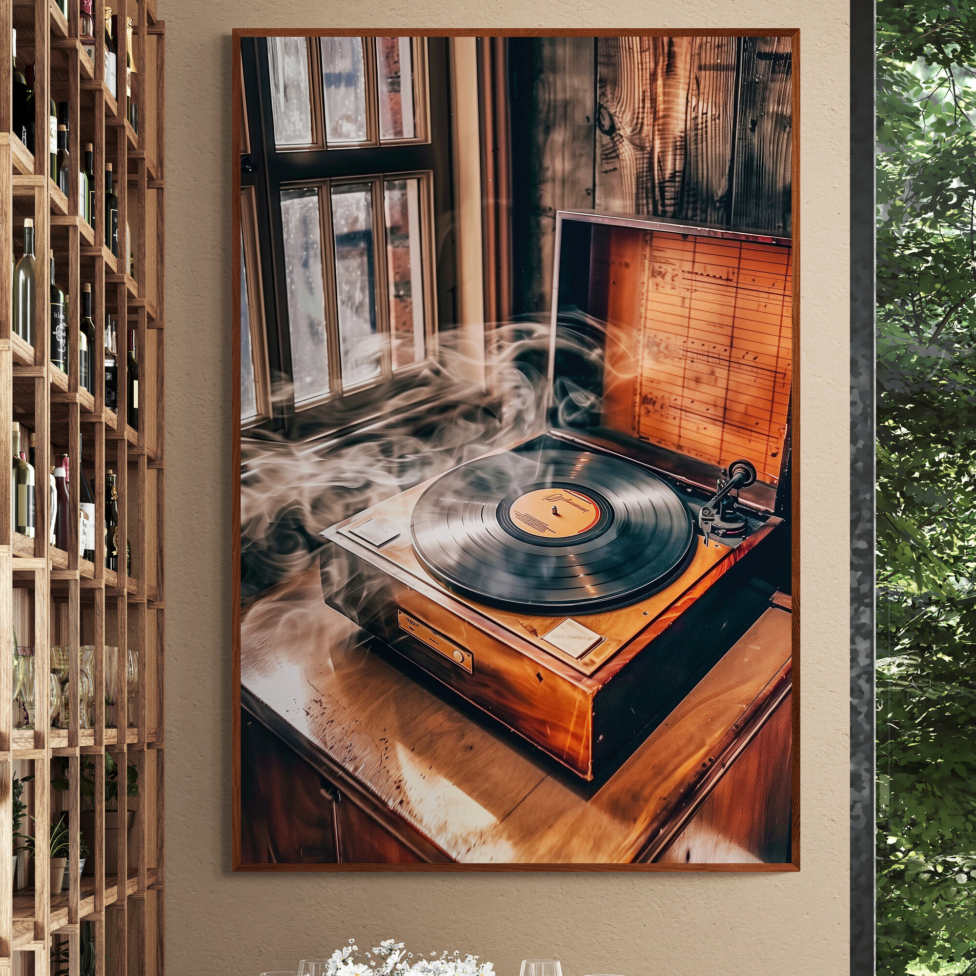 Classic Vintage Wooden Retro Vinyl Record Player Modern Art Antique ...