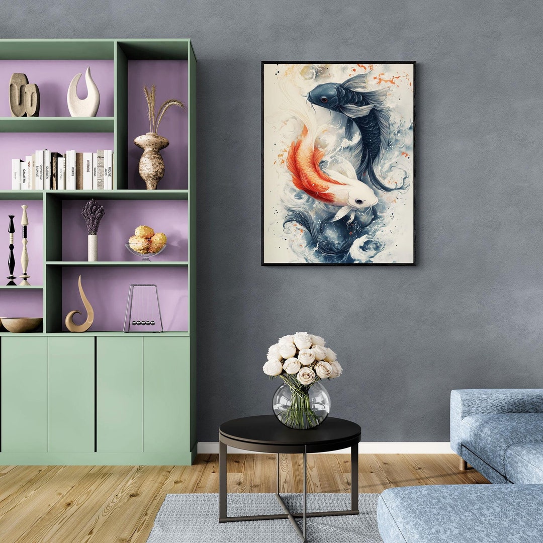 Elegant Dreamy Yin Yang Koi Fish Pisces Zodiac Sign Horoscope Astrology ...