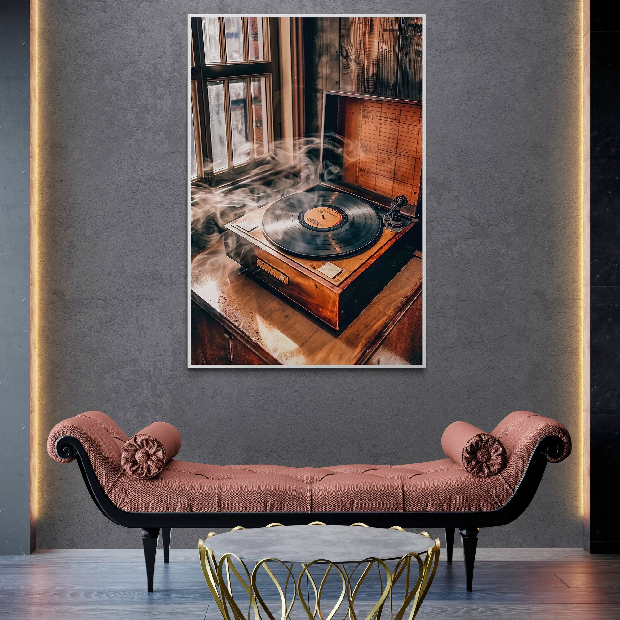 Classic Vintage Wooden Retro Vinyl Record Player Modern Art Antique ...