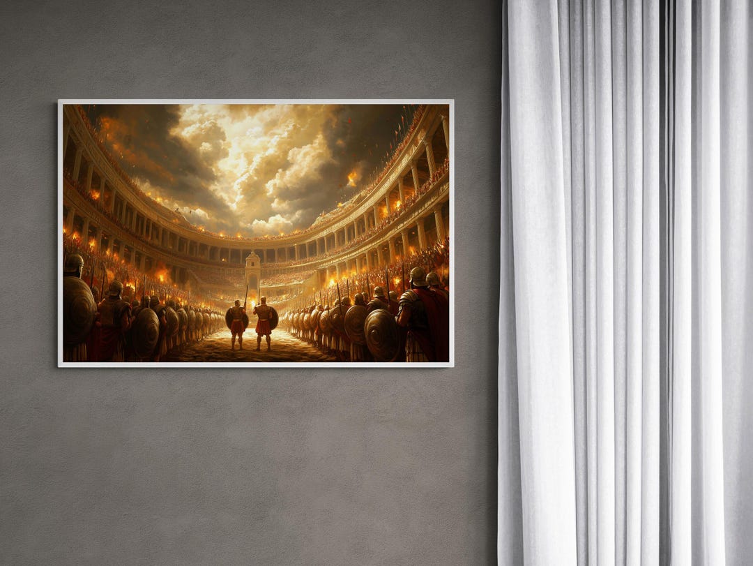 Roman Gladiators in Colosseum Arena Cheering Crowd Ancient Rome ...