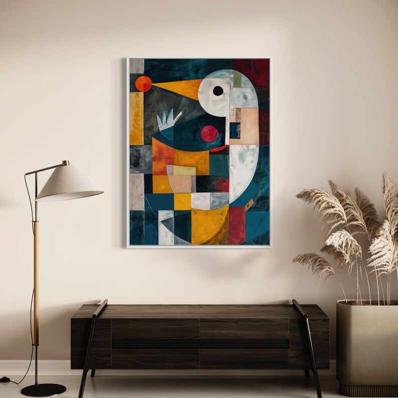 An Abstract Oil Painting in Geometric Nordic Style Large Wall Art ...