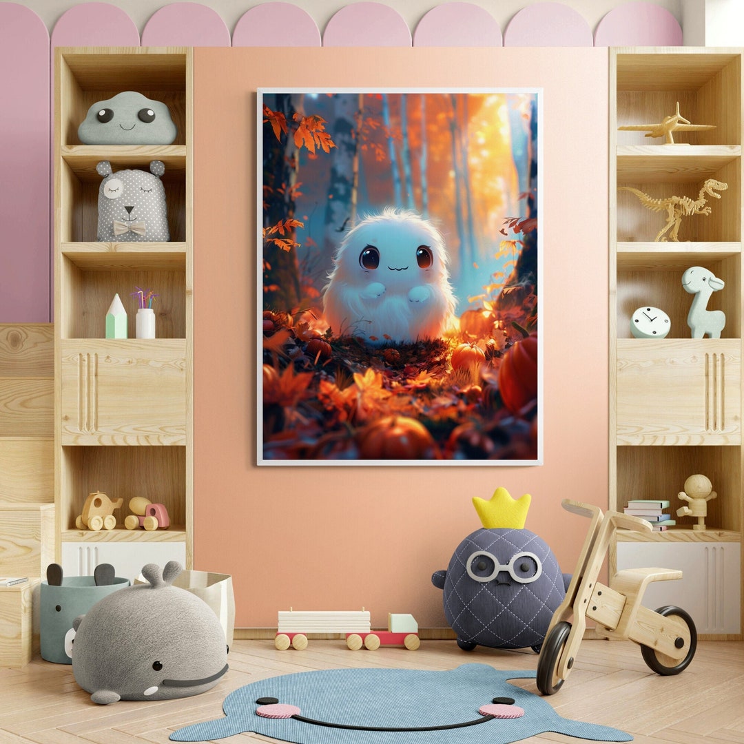 Cute Halloween Ghost Creature Wall Art Halloween Art Canvas Spooky ...